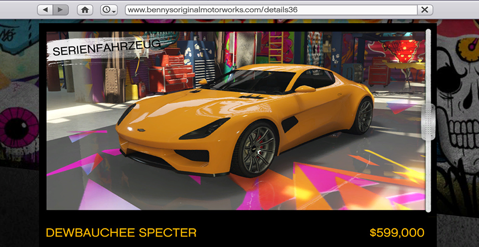 GTA 5 Online: Dewbauchee Specter jetzt verfügbar - Rabatte bei Benny's