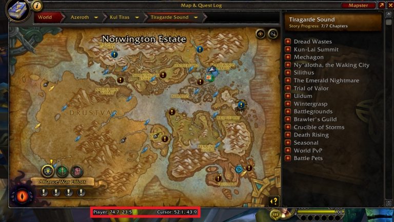 WoW: Display coordinates - These 3 addons work