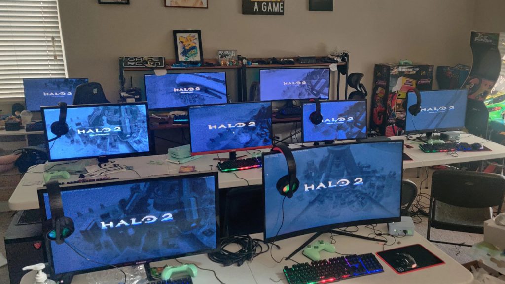 A gamer has assembled a gaming setup of 9 PCs because his son really ...